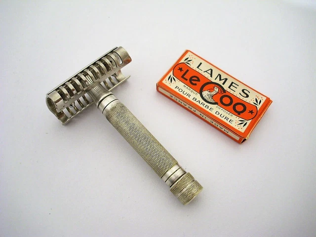 ANCIEN RASOIR DE sureté LE COQ a peigne bombé Vintage French Safety ...