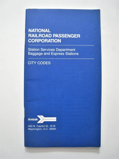 VINTAGE 1979 AMTRAK Railroad City Codes Booklet Station Services ...
