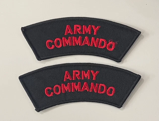 ARMY COMMANDO SHOULDER Titles Red Black Mudguards Military, Combats ...