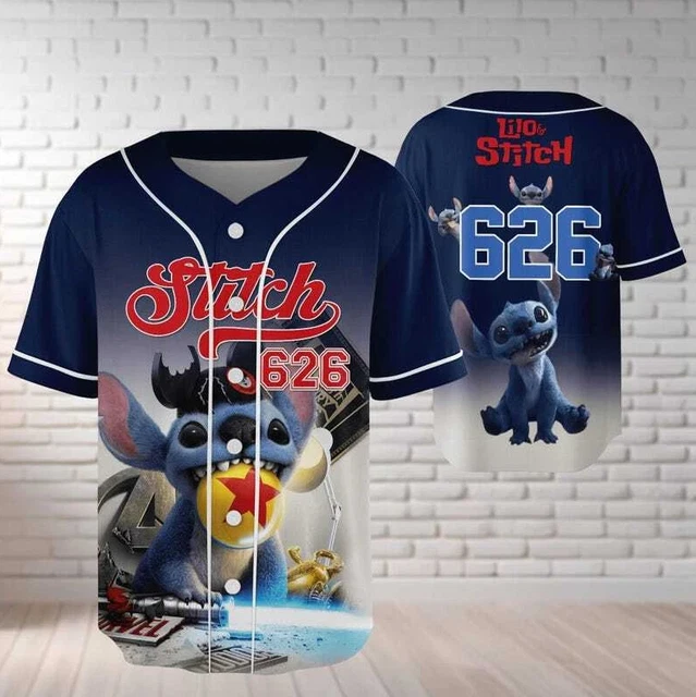 CUTE STITCH EXPERIMENT 626 Lilo And Stitch 2025 Baseball Jersey Shirt £ ...