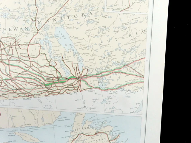RAILWAY MAP OF Canada Freight Rail Network Routes Traffic Large Vintage ...
