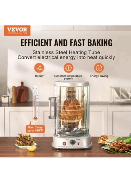 VEVOR STAINLESS STEEL Shawarma Grill Gyro Rotisserie Doner BBQ With ...