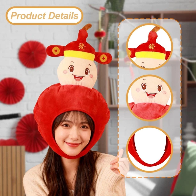 GOD OF WEALTH Gourd Plush Hat Soft Headgear Hood for Carnival Spring ...