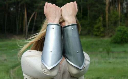 MEDIEVAL CHROME ARM Guard Armor Set-Knight Crusader Spartan-Steel ...