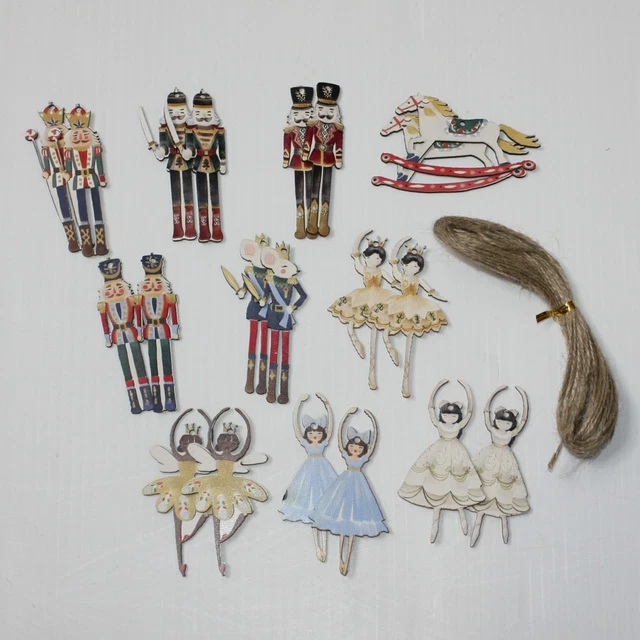 20 WOODEN CHRISTMAS Ornaments Hanging Decorations Vintage Nutcracker ...
