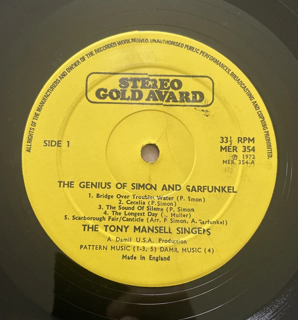 THE TONY MANSELL Singers~Bridge Over The Genuis Of Simon And Garfunkel ...