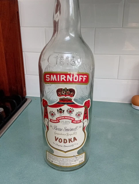 RARE VINTAGE EMPTY Smirnoff Vodka Bottle Labelled Large 3 Litre WITH ...