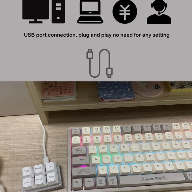 PORTABLE 6KEY KEYBOARD Durable Mechanical Keyboard Mini Office Keypad ...