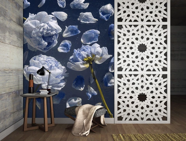 3D BLUE FLOWER E1901 Wallpaper Mural Paper Wall Print Indoor Murals CA ...