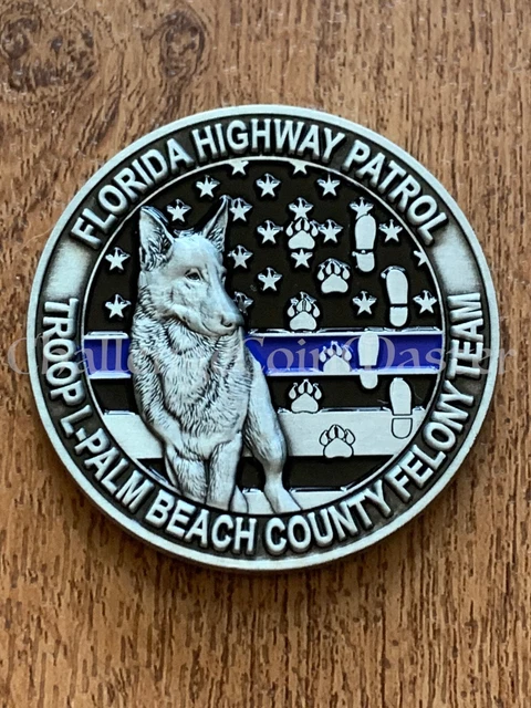 E53 FLORIDA HIGHWAY Patrol K9 Police Palm Beach County Challenge Coin £ ...