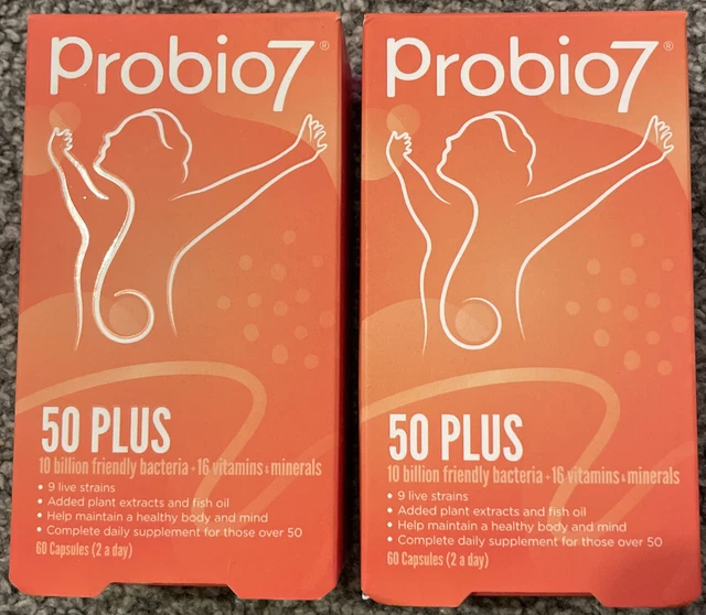 2 X PROBIO 7 50 Plus 10 Billion Bacteria 60 Capsules In Each Exp 03/ ...