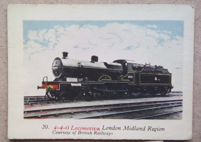 A&BC GUM CARD Railway Quiz - 1958 - No 20 - 4-4-0 Locomotive EUR 1,16 ...
