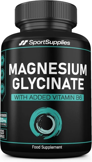 MAGNESIUM GLYCINATE 1500MG + Vitamin B6 120 Capsules High Strength £18. ...