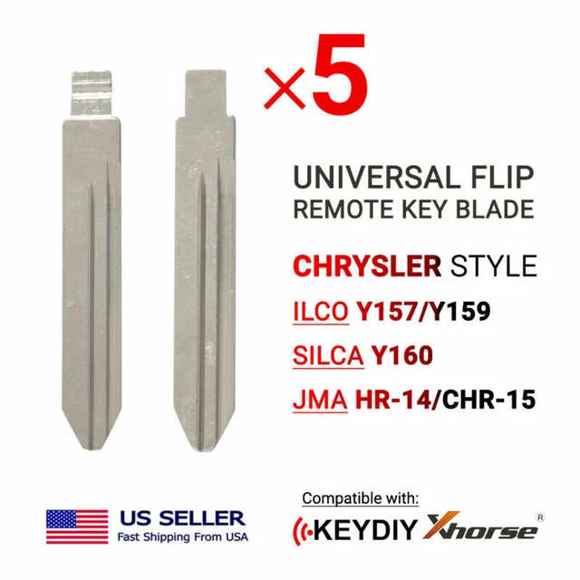 5X FLIP REMOTE Key Blades Xhorse and Keydiy Remotes Chrysler Type Y157 ...