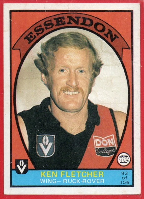 1978 AFL VFL SCANLENS FOOTBALL TRADING CARD - 93 Ken FLETCHER (ESSENDON ...