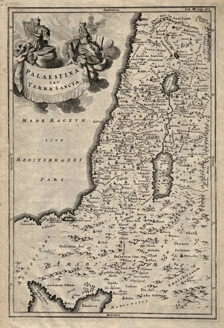 HOLY COUNTRY ISRAEL Palestine Original Copperplate Map Cellarius 1701 £ ...