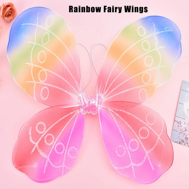 ELEGANT GIRL FAIRY Butterfly Wing Rainbow Children Birthday Party Fancy ...