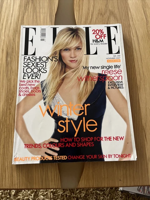 BRITISH UK ELLE Fashion Magazine November 2007 Reese Witherspoon Cover ...