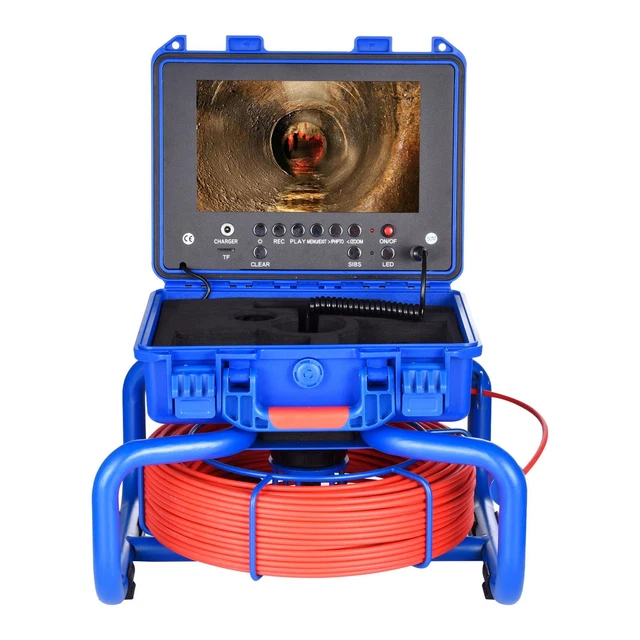 9'' SEWER PIPE Inspection Camera 512HZ Self-leveling Meter Counter 50M ...