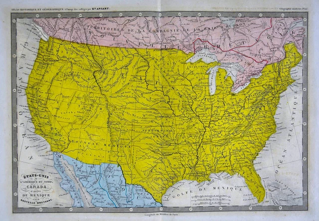 C 1859 ANSART Map - United States - Nebraska New Mexico Utah Oregon ...