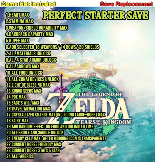 SAVE DATA - The Legend of Zelda: Tears of the Kingdom Starter Every ...