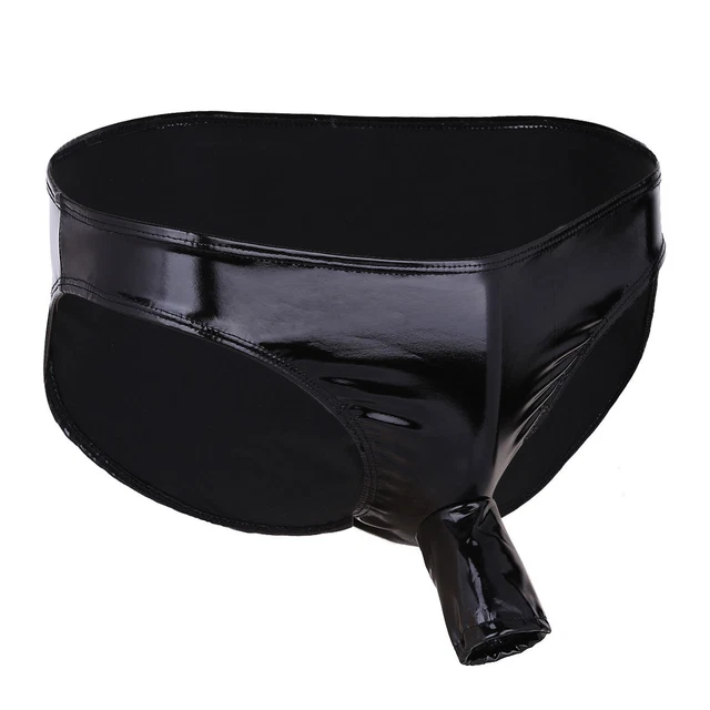 Lingerie Wetlook Latex Panties Shorts Mens Briefs Penis Sheath Open