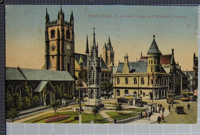 ANCIENNE CARTE POSTALE 1930 Plymouth St.Andrews Église Croix Et Guildhall EUR 8,32 - PicClick FR