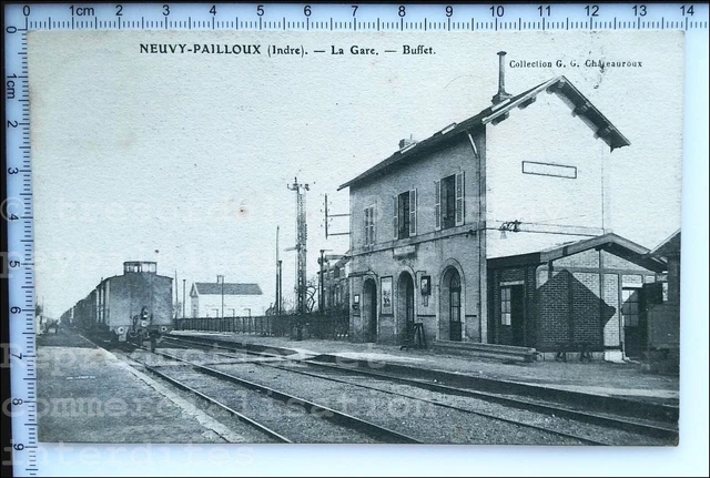 36 NEUVY-PAILLOUX STATION Buffet 1907 Postcard Old Train Cpa Postmark £ ...