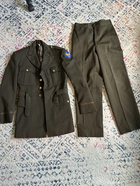 WW2 US ARMY Air Corps Officer's Captain Brown Jacket+Pants Uniform £140 ...