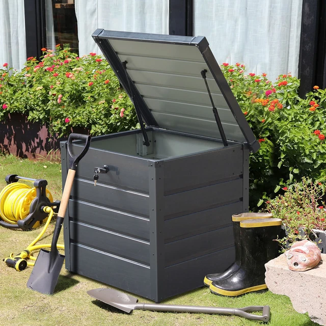 200L GALVANISED STEEL Outdoor Garden Tool Storage Chest Utility Cushion ...