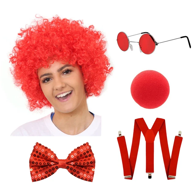 RED NOSE DAY 5 Piece Costume Comic Relief Adults Fancy Dress Charity ...