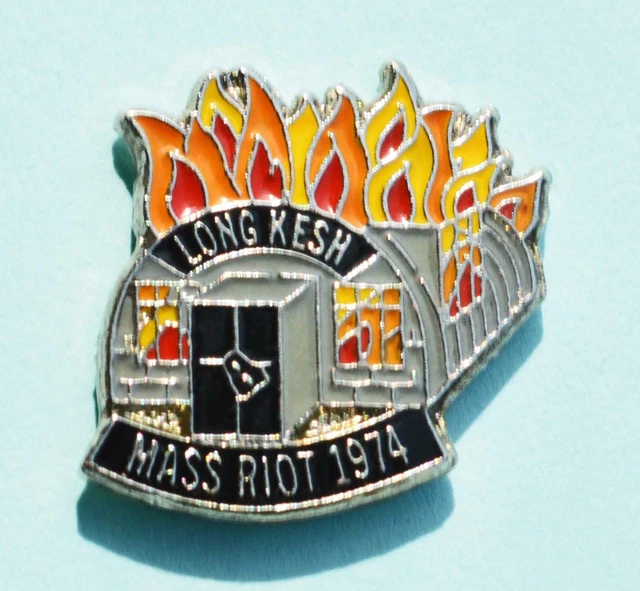 NORTHERN IRELAND PRISON Service LONG KESH MASS RIOT 1974 Pin Badge RUC ...
