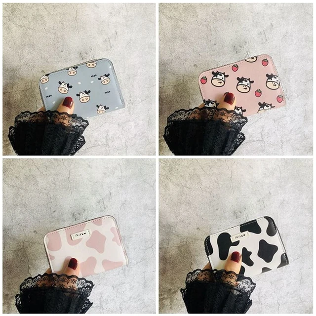 TRI-FOLD CUTE CARTOON Cow Print Short Wallet Card Holder Pouch Coin ...