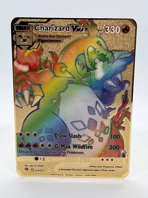 CHARIZARD VMAX Metal Gold Champion's Path Fan Art Card Gift *Read ...