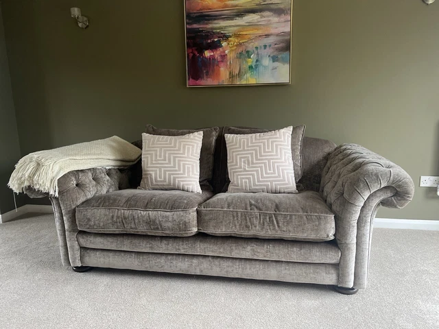 DFS LOCH LEVEN mink fabric 3 seater sofa Excellent Condition. 380.00 PicClick UK