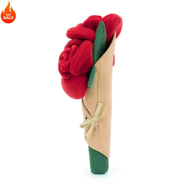 JELLYCAT AMUSEABLE ROSE Bouquet Plush - 12in Red Floral Soft Toy (Brand ...