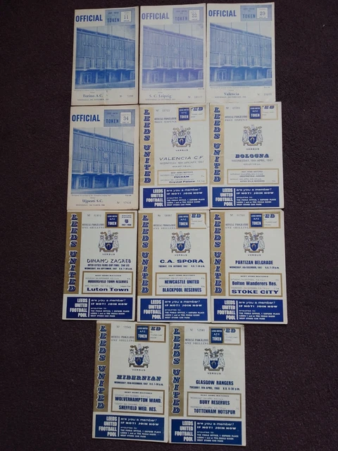 11 X LEEDS United Inter-Cities Fairs Cup Programmes From 1965 To 1968 £ ...