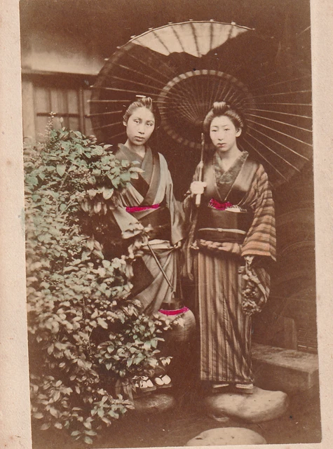 RARE ANTIQUE JAPANESE COLORIZED GEICHA ALBUMINEE PHOTO circa 1880 ...