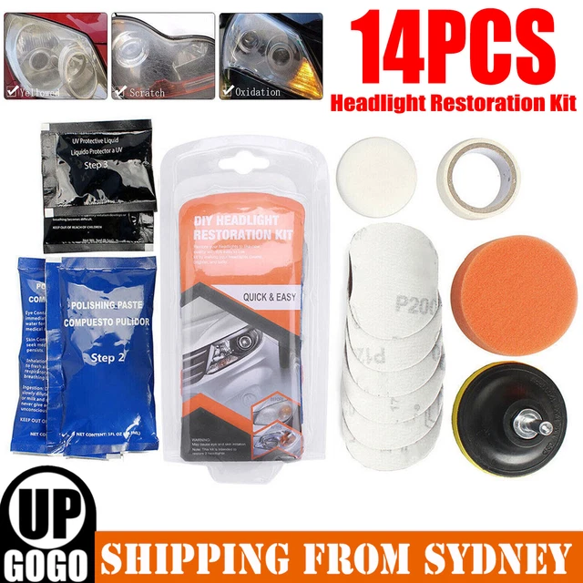 PRO CAR LENS Headlight Restoration Kit Polishing Sanding Cleaner Repair ...