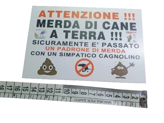 CARTELLO TARGA FOREX 10x15 CM CANI AL GUINZAGLIO PULITE LA CACCA corni ...