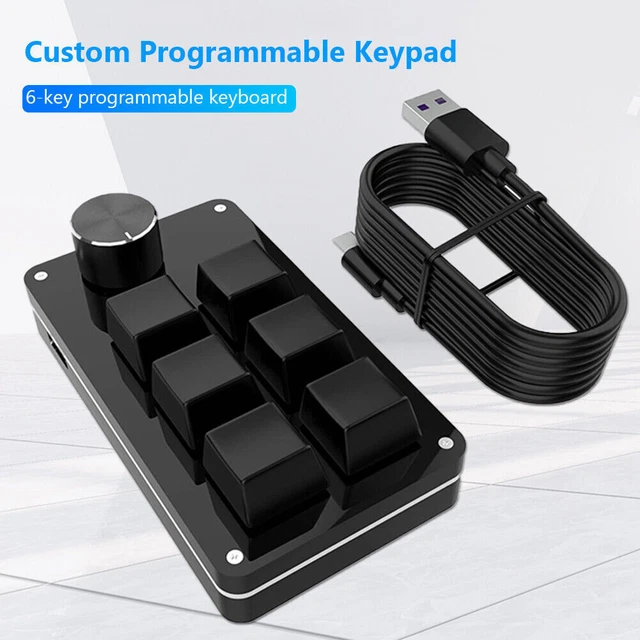 6 KEY+1 KNOB Macro Keyboard Programmable Mechanical Keypad Copy Paste ...