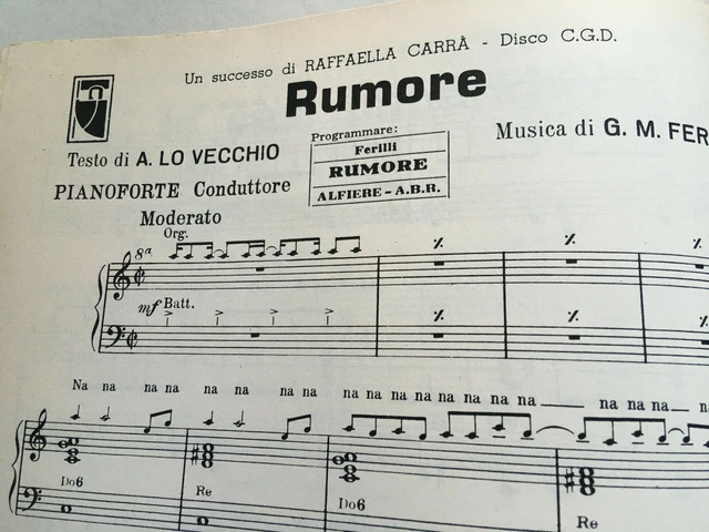 RAFFAELLA CARRA' - RUMORE - Spartito orchestrale da collezione EUR 14 ...