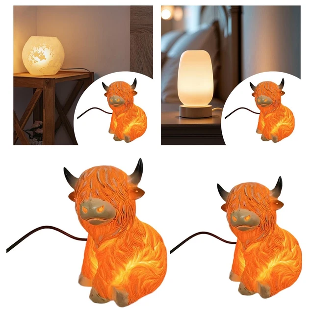 CATTLE LAMP DECORATIVE ,Cute Animal Table Lamp ,3D Cow Night Light ,Cow ...