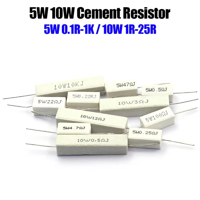 10 × 5W 10W Ceramic Cement Power Wirewound Resistance Resistors 0.1R ...