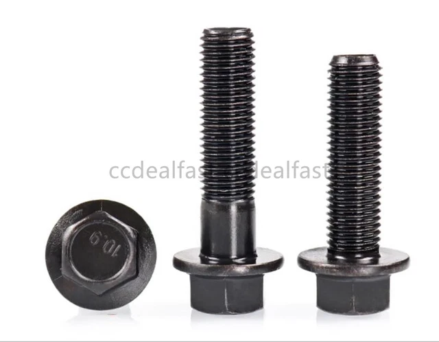 BLACK 10.9 STEEL Fine Thread Hexagon Flange Head Bolts Screws M10 M12 ...