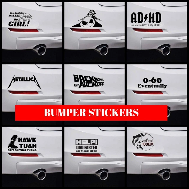 CAR BUMPER STICKERS Novelty Car Window Sticker Vinyl Decal - Funny ...