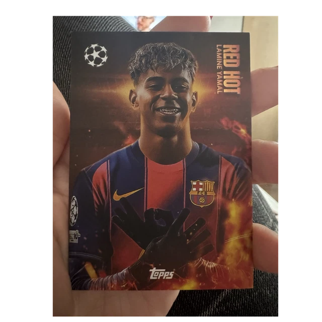 TOPPS MATCH ATTAX Red Hot Lamine Yamal Ultra-Rare FC Barcelona UCL 2025 ...