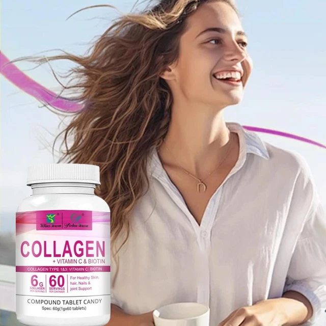 COLLAGEN+VITAMIN C &BIOTIN Gummies Compound Tablet Candy 60Tablets M7B5 ...