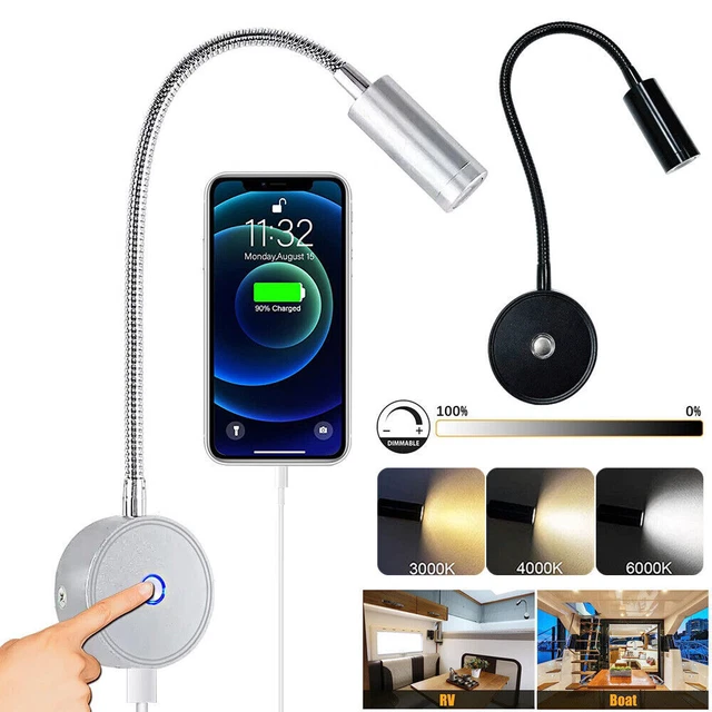 LED SPOTLIGHT 12-24V Reading Light with Flexible Gooseneck Dimmable LED ...