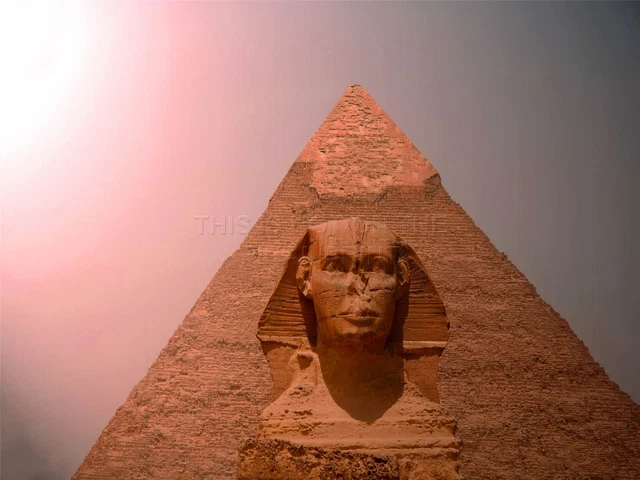 ART PRINT PHOTO Landmark Sphinx Face On Khafre Pyramid Ancient Egypt ...